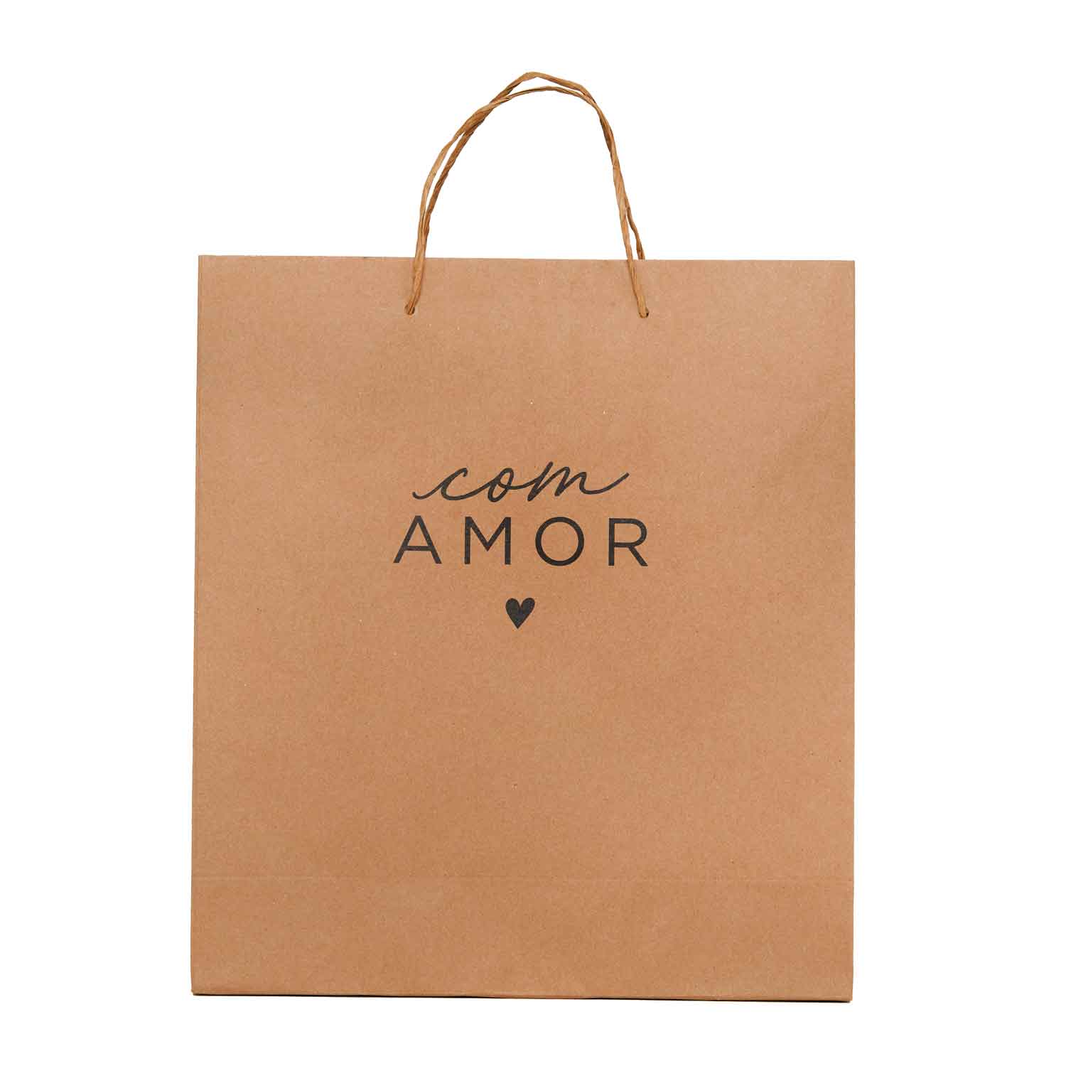 SACOLA KRAFT FRASE COM AMOR - Papel Craft
