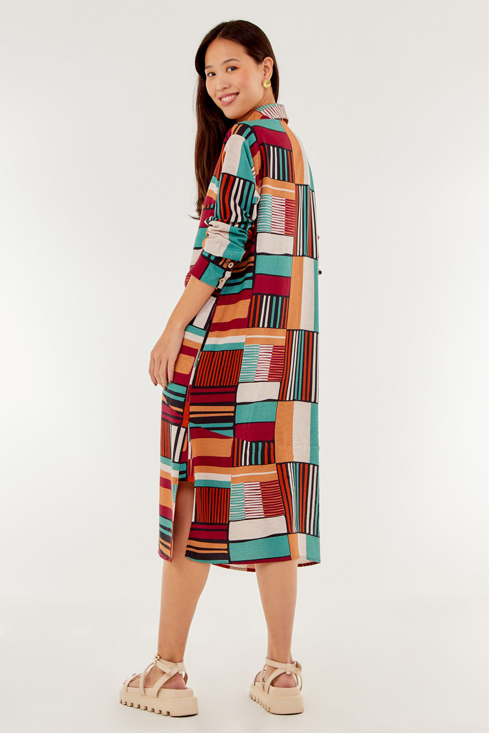 Vestido Chemise Blocolistra - Papel Craft