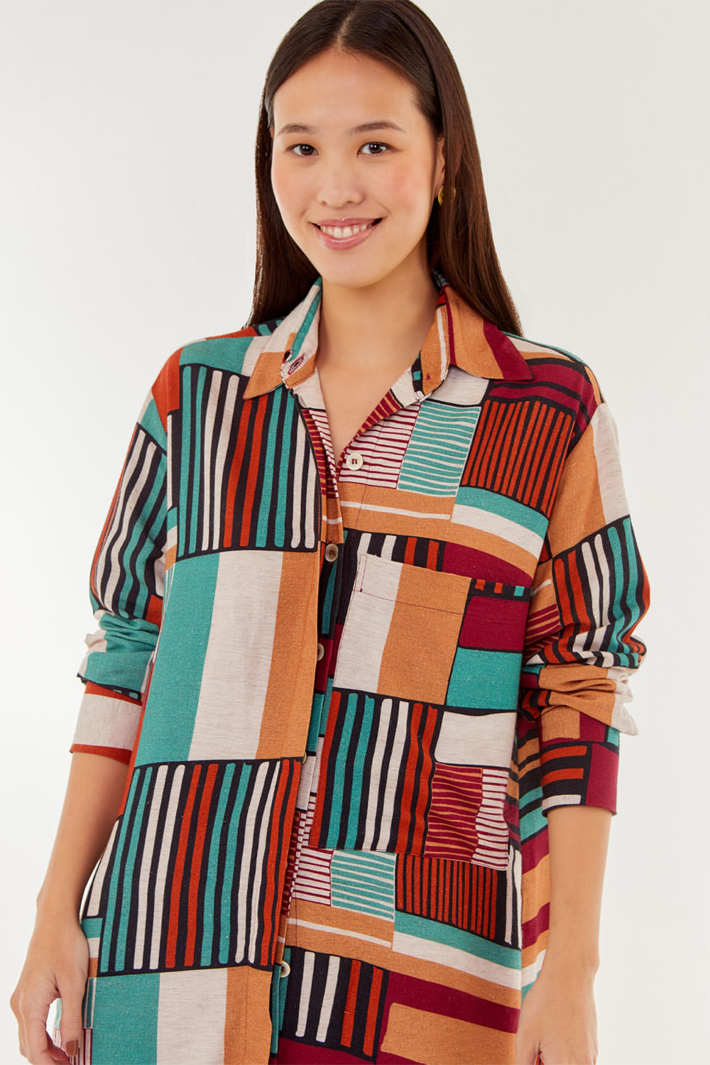 Vestido Chemise Blocolistra - Papel Craft