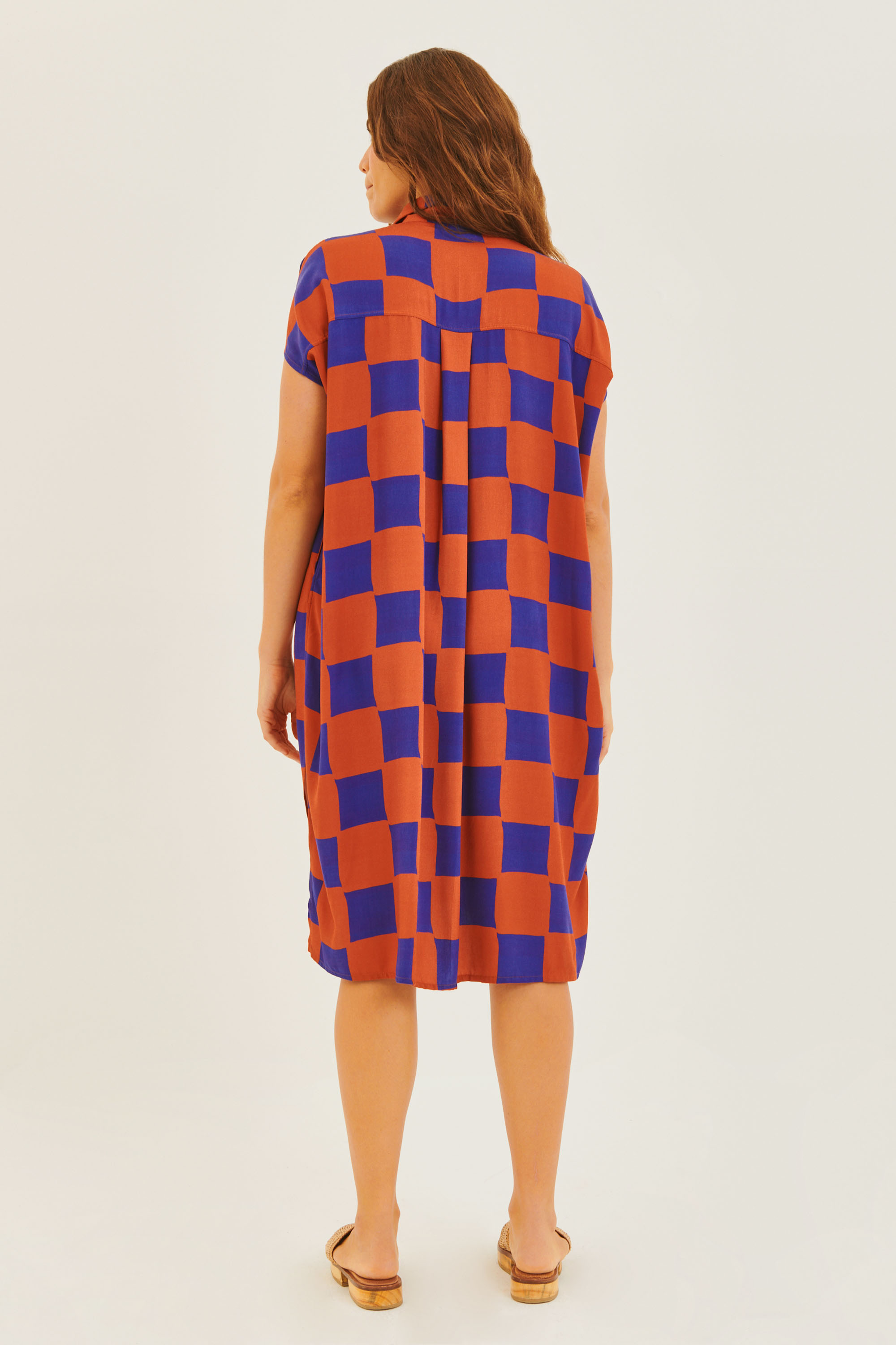 Vestido Chemise Estampado TABULEIRO - Papel Craft